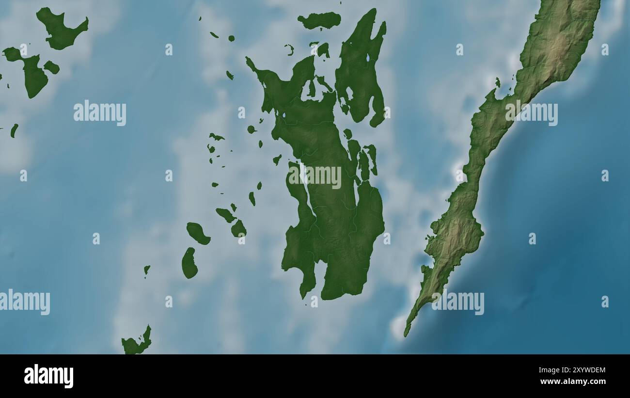 Pulau Kai Kecil in the Banda Sea on a colored elevation map Stock Photo ...