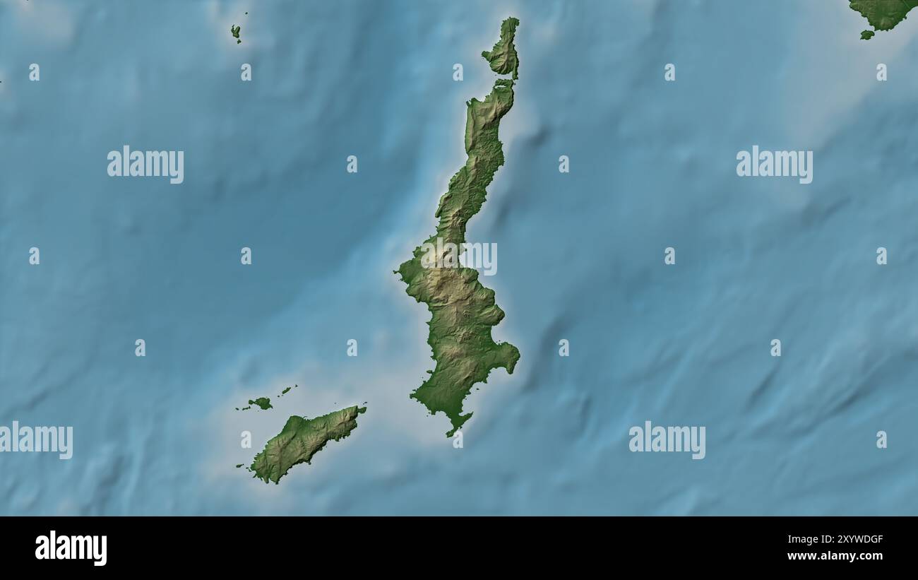 Karpathos Island in the Aegean Sea on a colored elevation map Stock ...