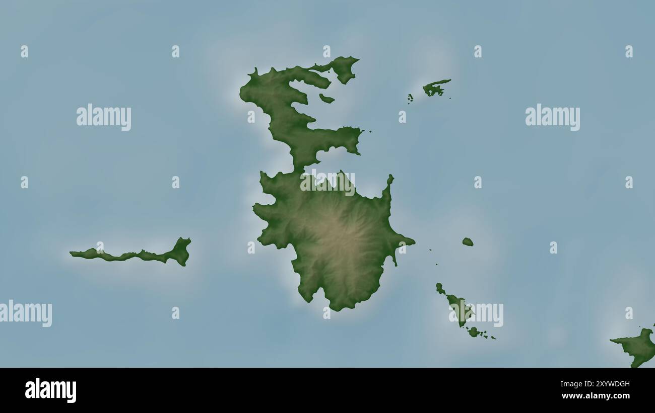 Pulau Kawe in the Halmahera Sea on a colored elevation map Stock Photo ...