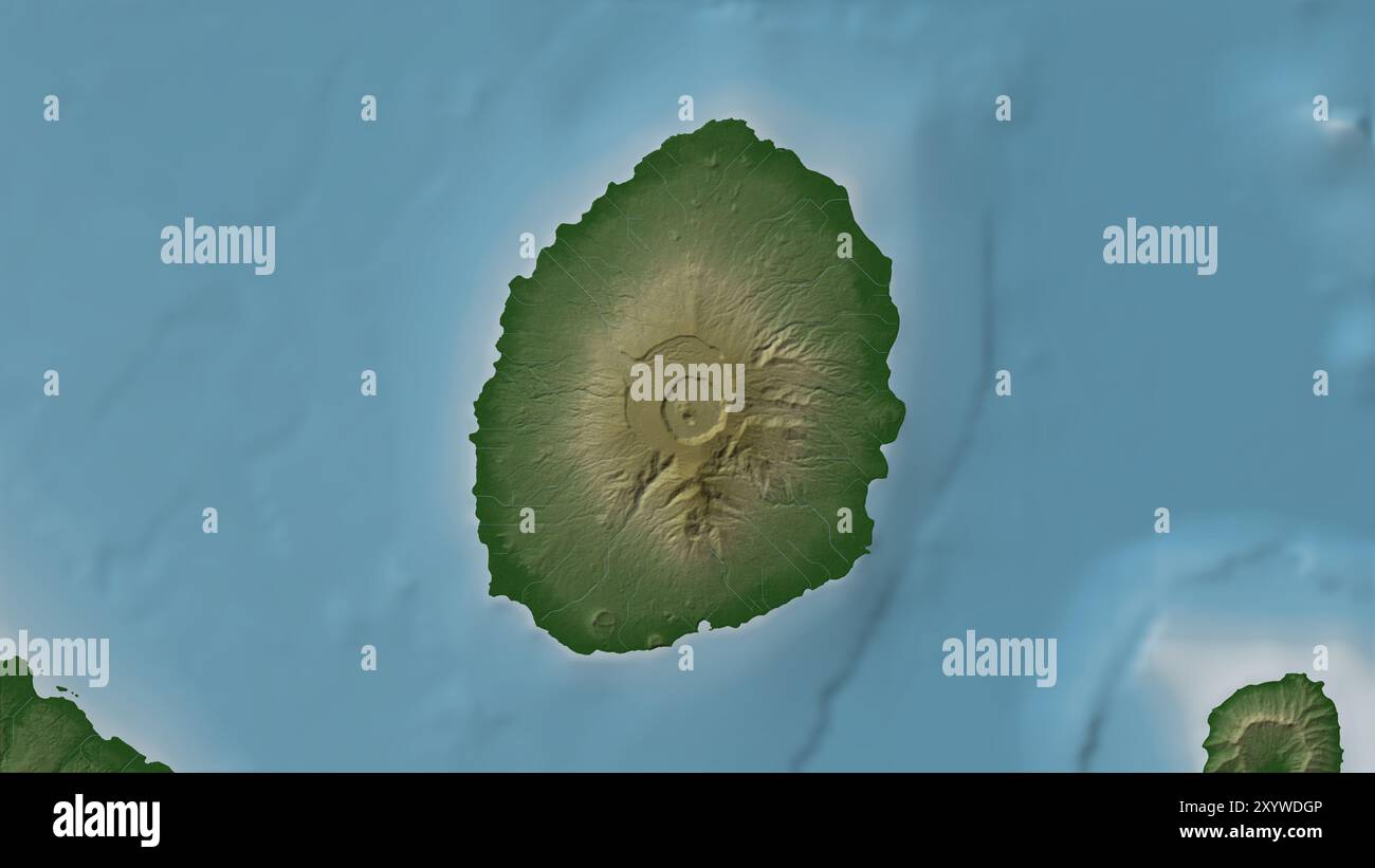 Karkar Island in the Bismarck Sea on a colored elevation map Stock ...