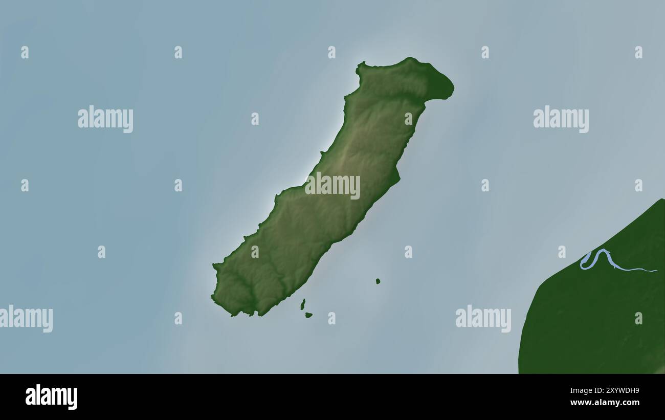 Kapiti Island in the Tasman Sea on a colored elevation map Stock Photo ...