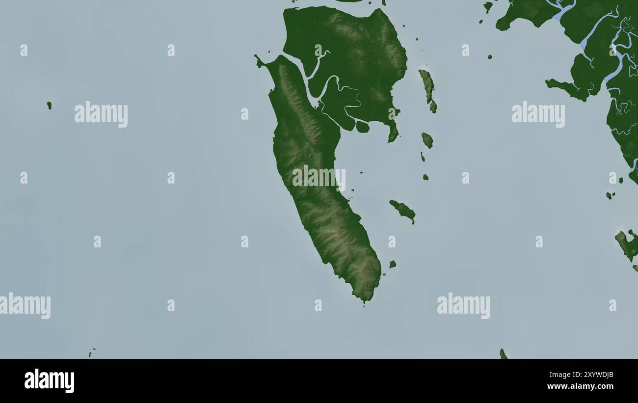 Ko Lanta Yai Island in the Malacca Strait on a colored elevation map ...