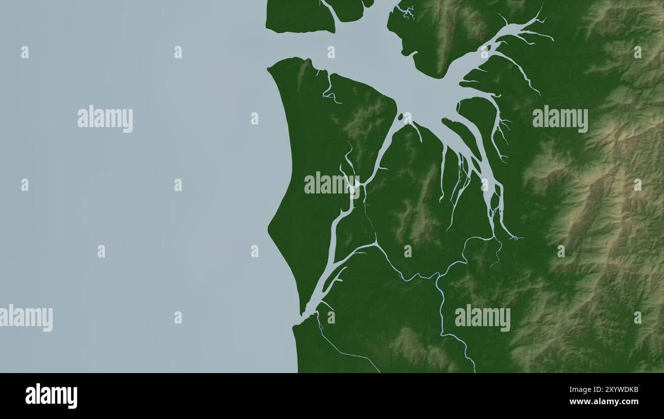 Ko Kho Khao Island in the Andaman or Burma Sea on a colored elevation ...