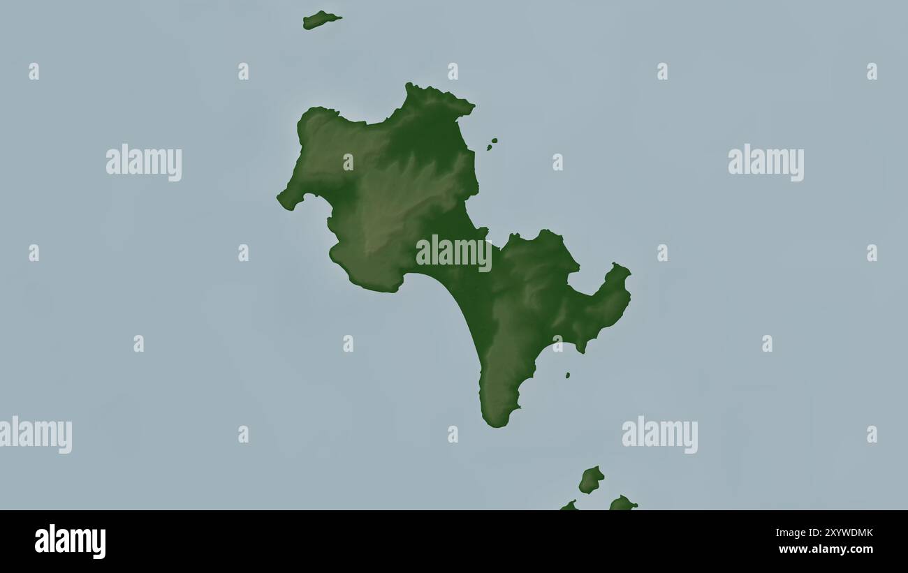 Koh Rong Island in the Gulf of Thailand on a colored elevation map ...