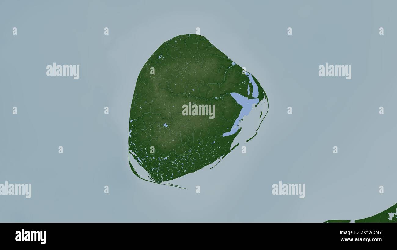 Kolguyev Island in the Barents Sea on a colored elevation map Stock ...