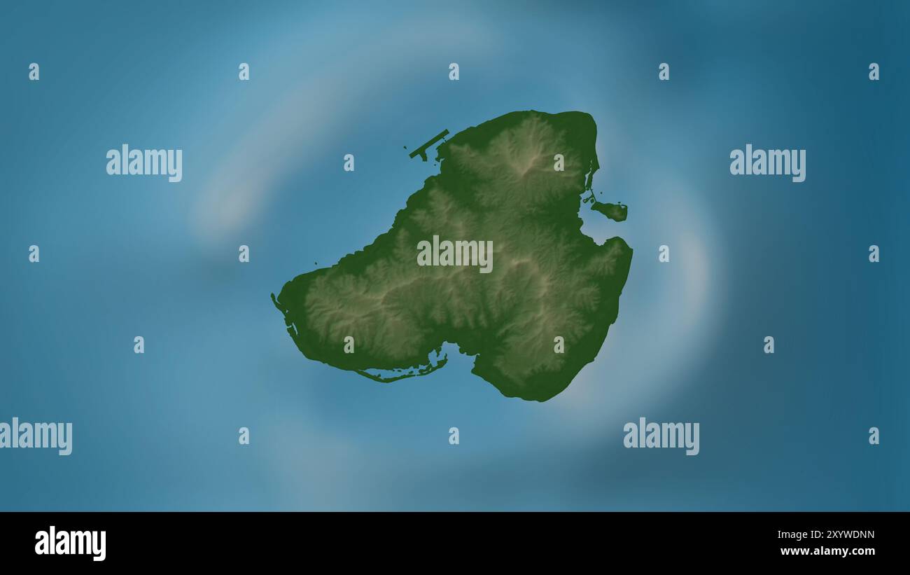 Kosrae Island in the North Pacific Ocean on a colored elevation map ...