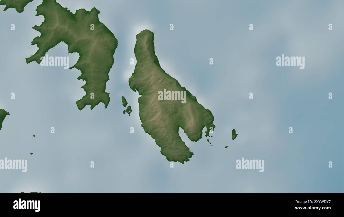 Pulau Labengke in the Banda Sea on a colored elevation map Stock Photo ...