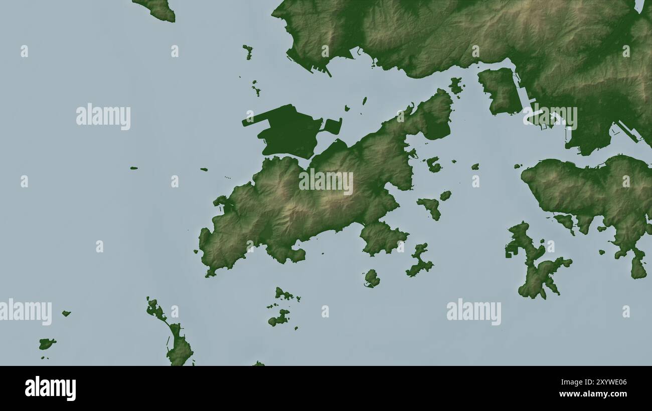 Lantau Island in the South China Sea on a colored elevation map Stock ...