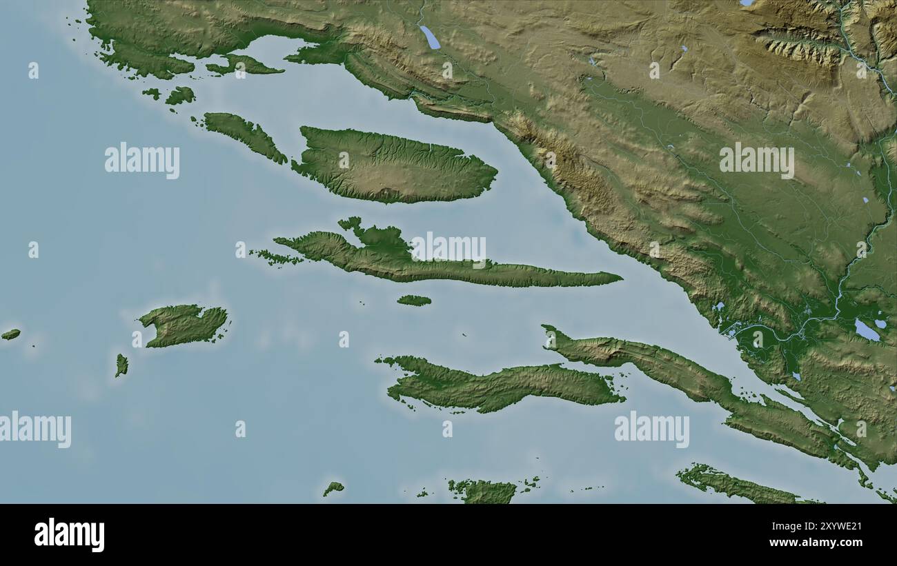 Lesina Island in the Adriatic Sea on a colored elevation map Stock ...