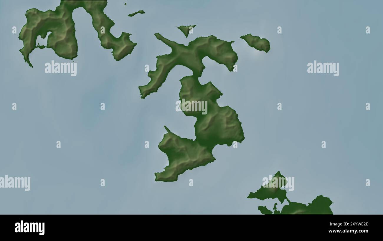 Little Koniuji Island in the Gulf of Alaska on a colored elevation map ...