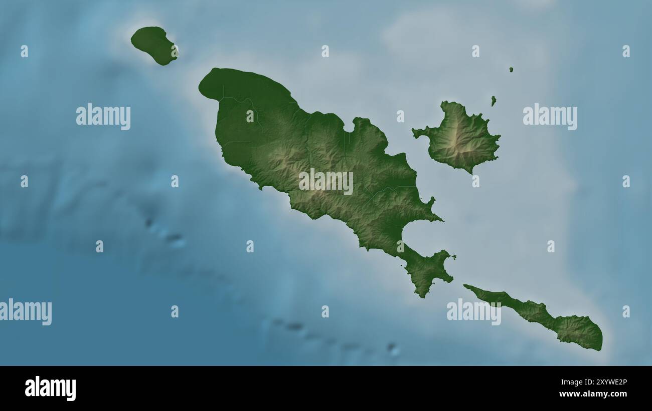 Lubang Island in the Philippine Sea on a colored elevation map Stock ...