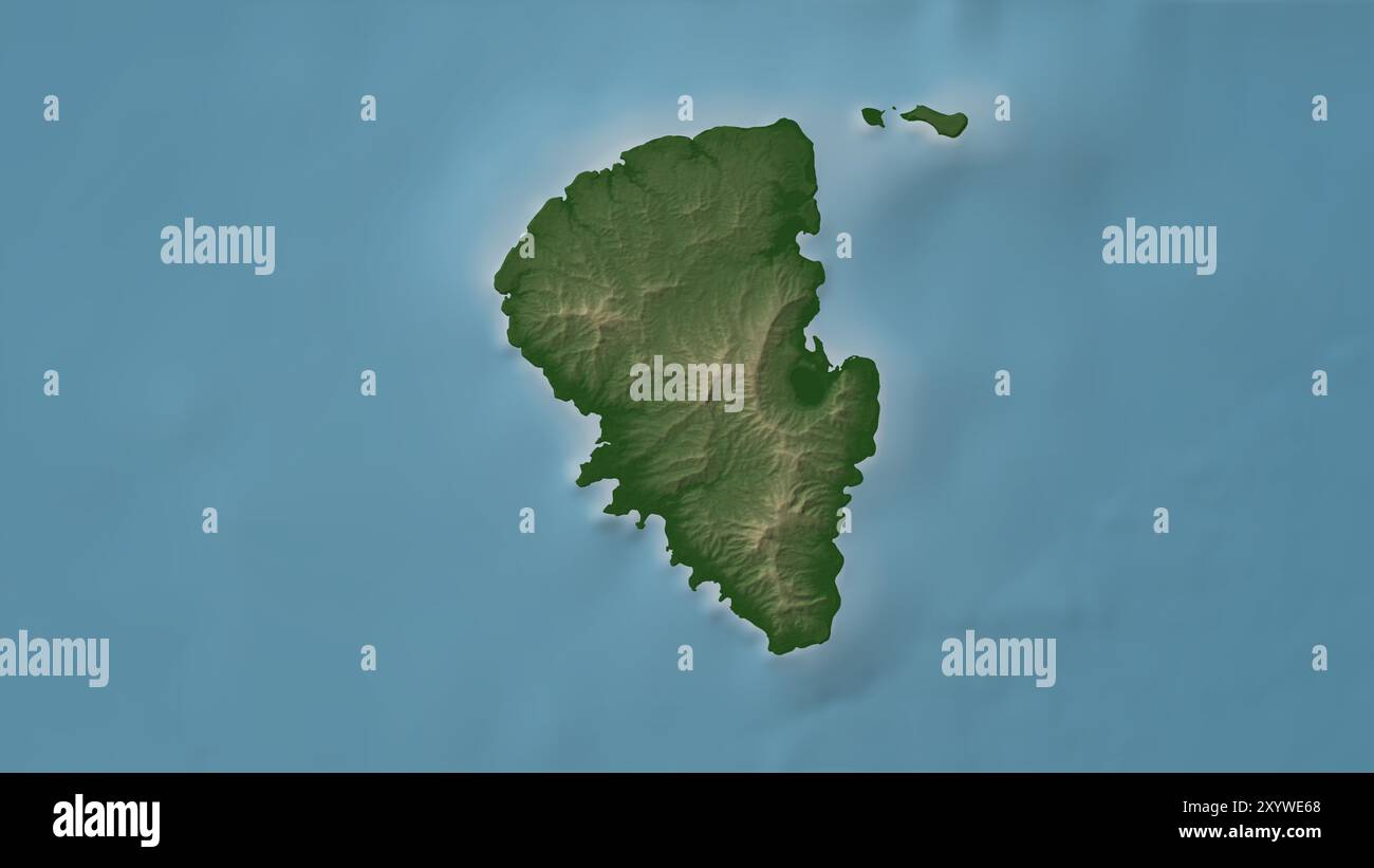 Lihir Island in the South Pacific Ocean on a colored elevation map ...