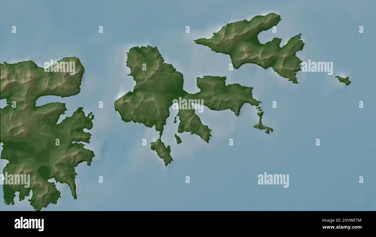 Little Tanaga Island in the Bering Sea on a colored elevation map Stock ...