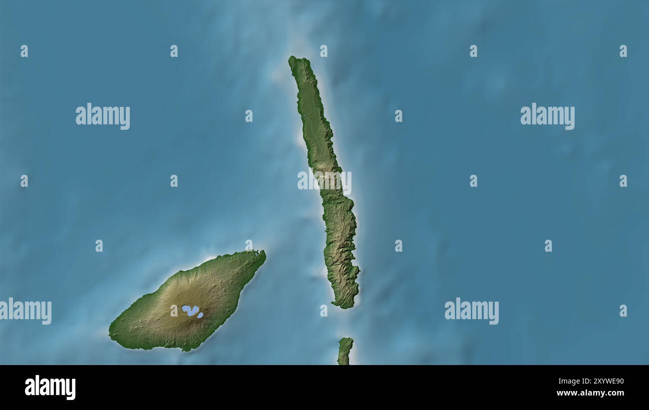 Maewo Island in the Coral Sea on a colored elevation map Stock Photo ...