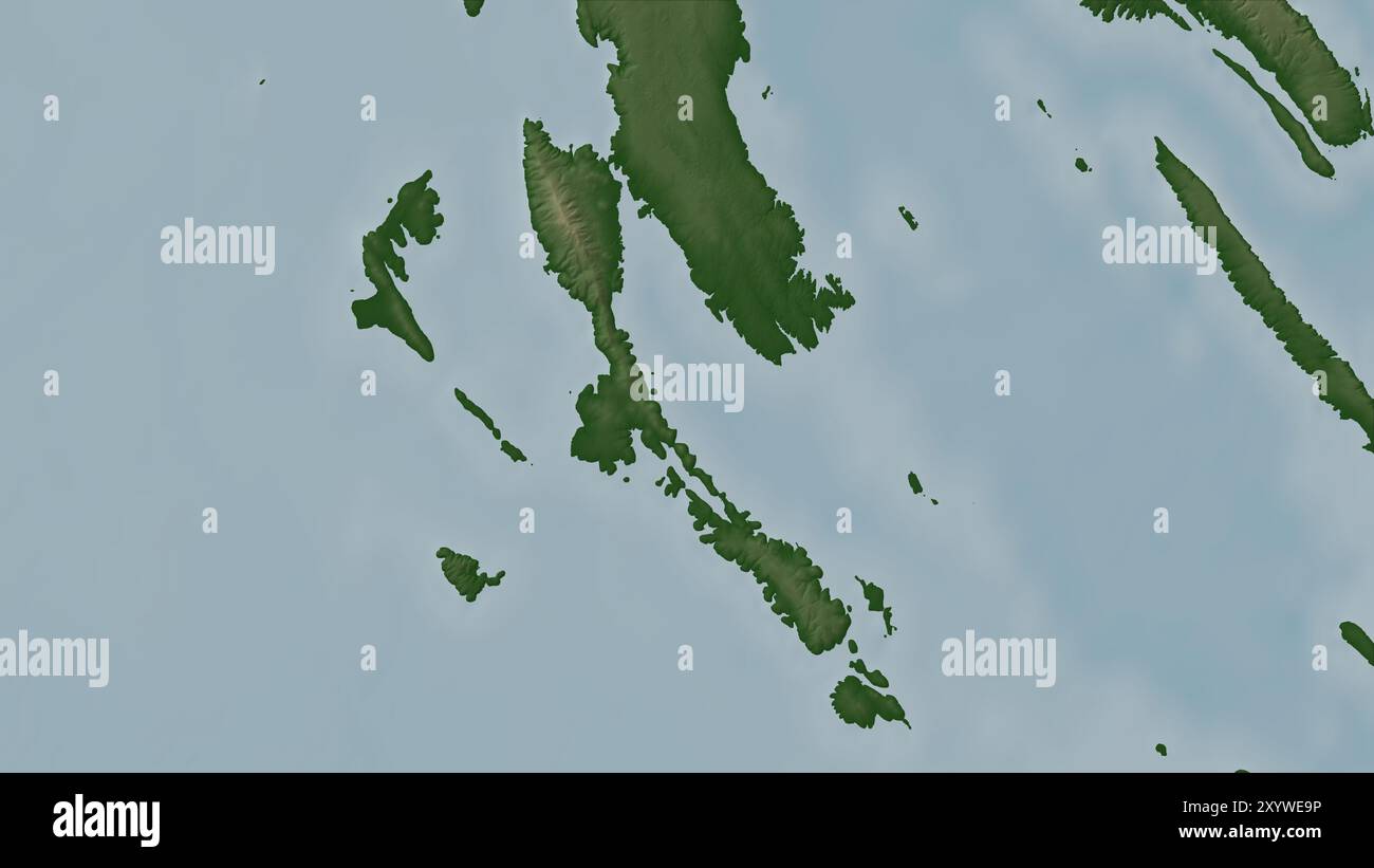 Lussino Island in the Adriatic Sea on a colored elevation map Stock ...
