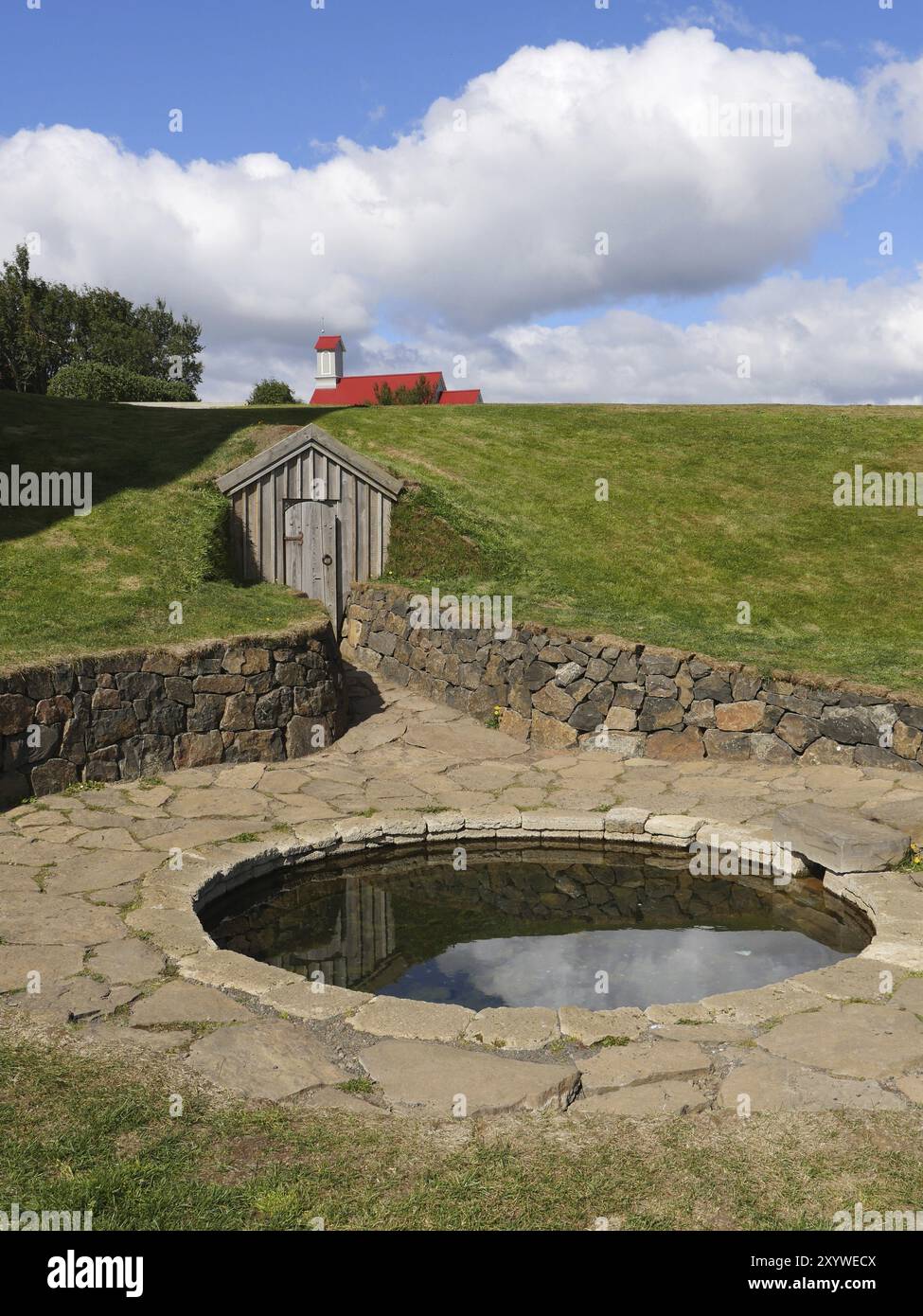 Snorralaug, Snorri's bath in Reykholt, island Stock Photo - Alamy