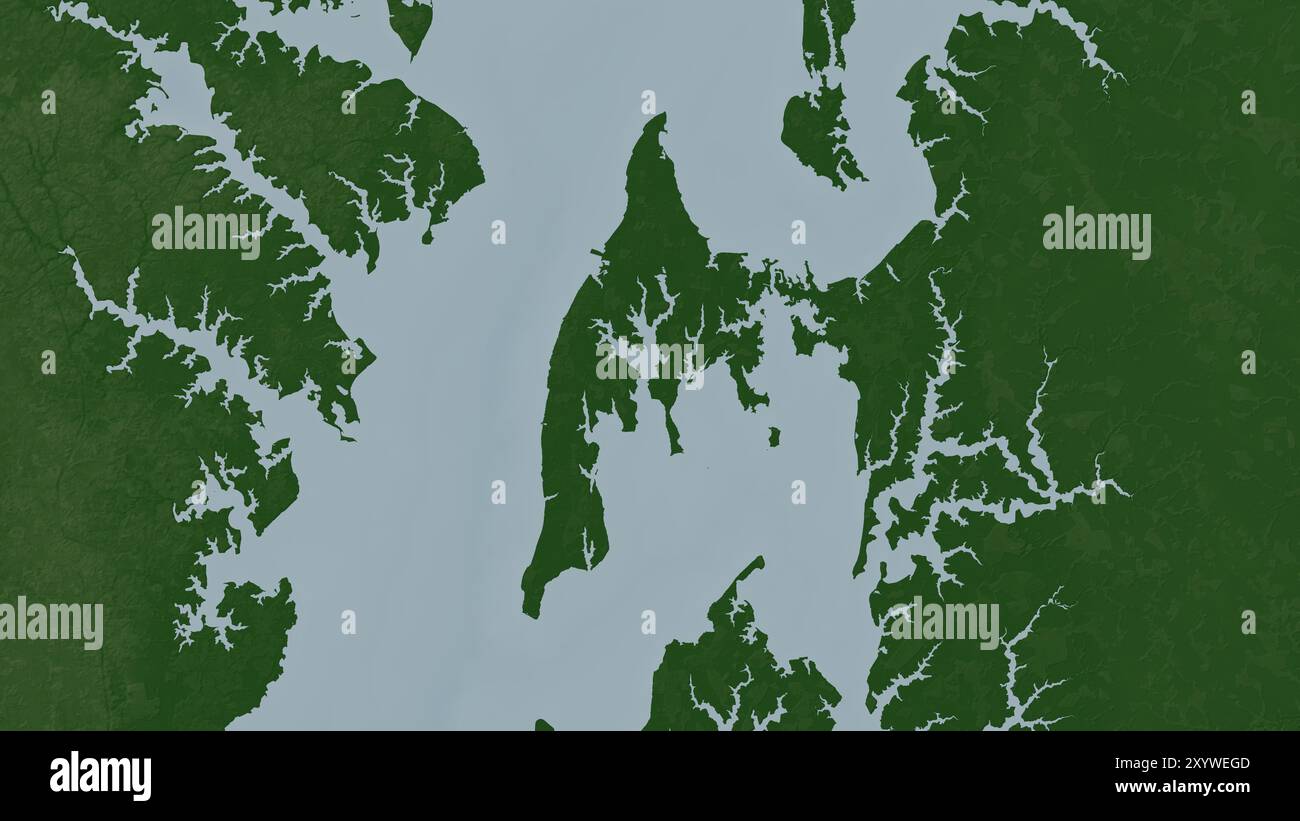 Kent Island in the North Atlantic Ocean on a colored elevation map ...