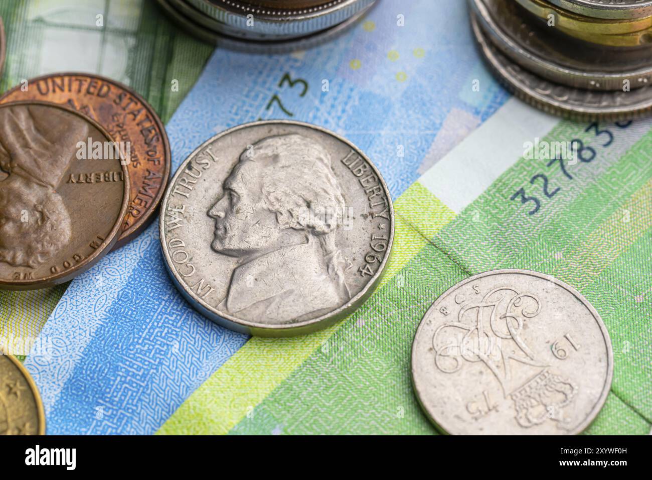 Assortment cash banknotes coins in hi-res stock photography and images ...