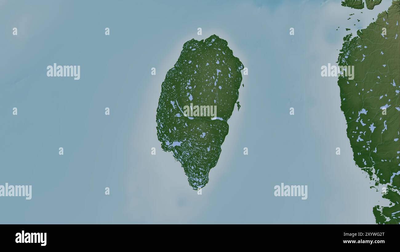 Mansel Island in the Hudson Bay on a colored elevation map Stock Photo ...