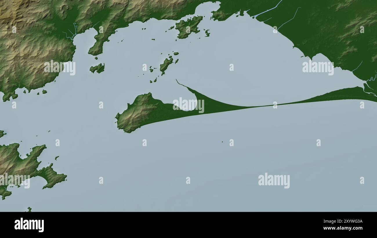 Ilha da Marambaia in the South Atlantic Ocean on a colored elevation ...