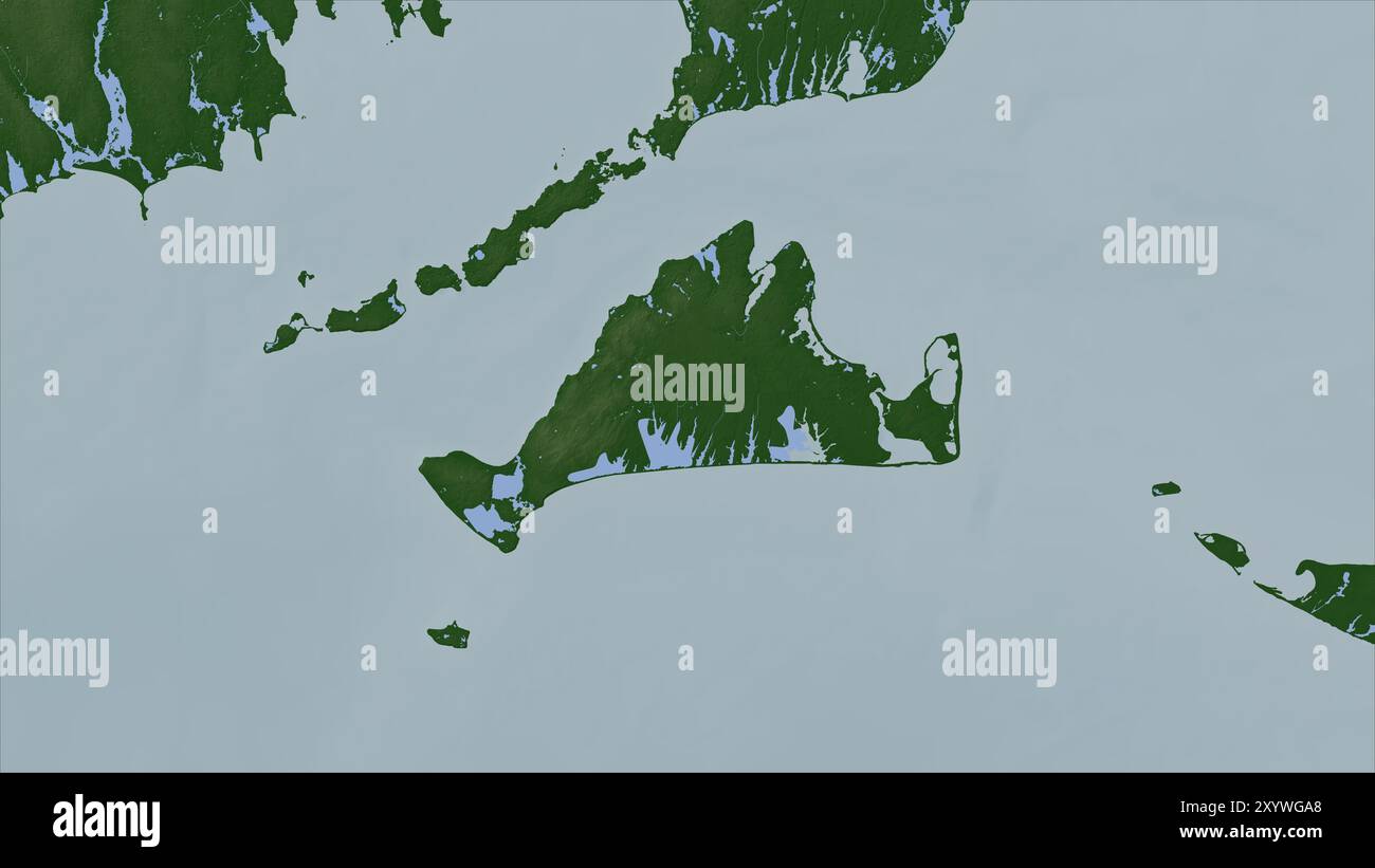 Martha's Vineyard Island in the North Atlantic Ocean on a colored ...