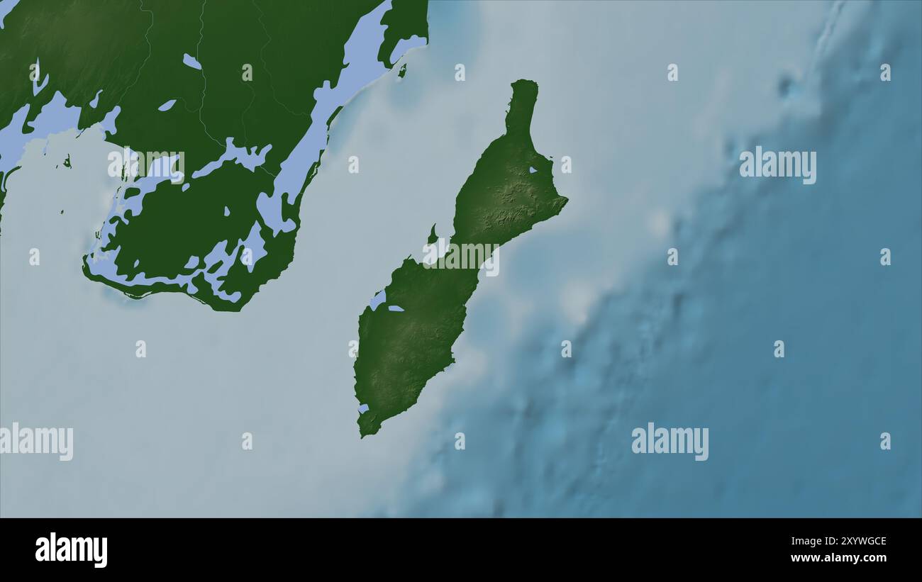 Masirah Island in the Arabian Sea on a colored elevation map Stock ...