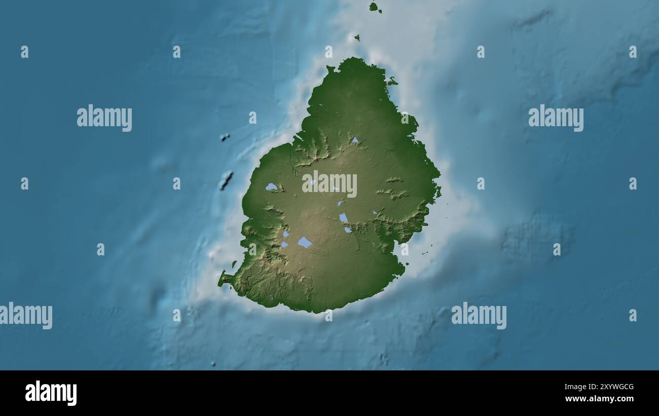 Isle Mauritius in the Indian Ocean on a colored elevation map Stock Photo - Alamy