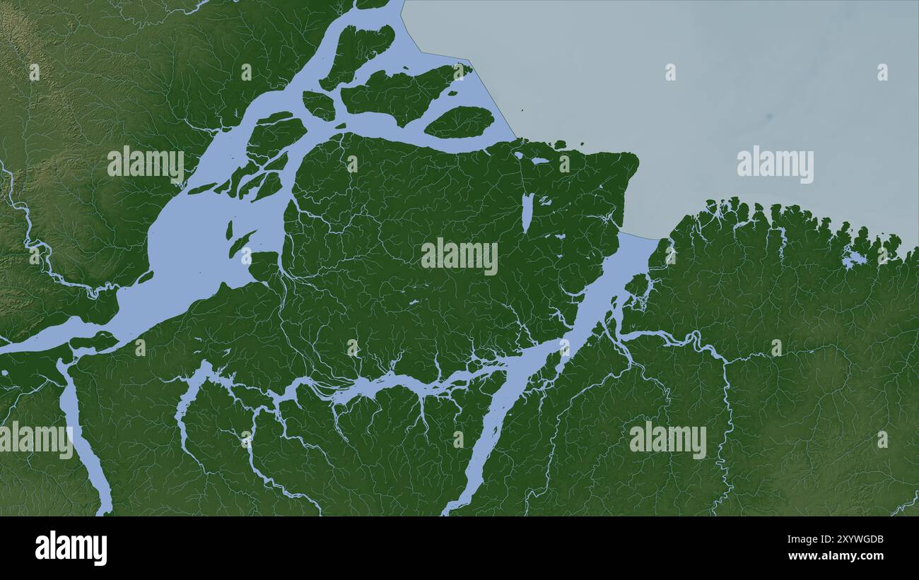 Ilha de Marajo in the South Atlantic Ocean on a colored elevation map ...