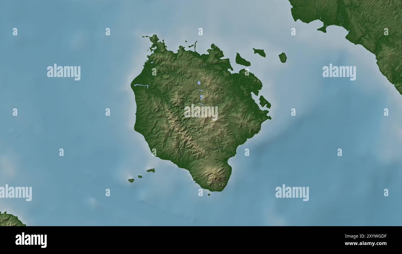 Marinduque Island in the Philippine Sea on a colored elevation map ...