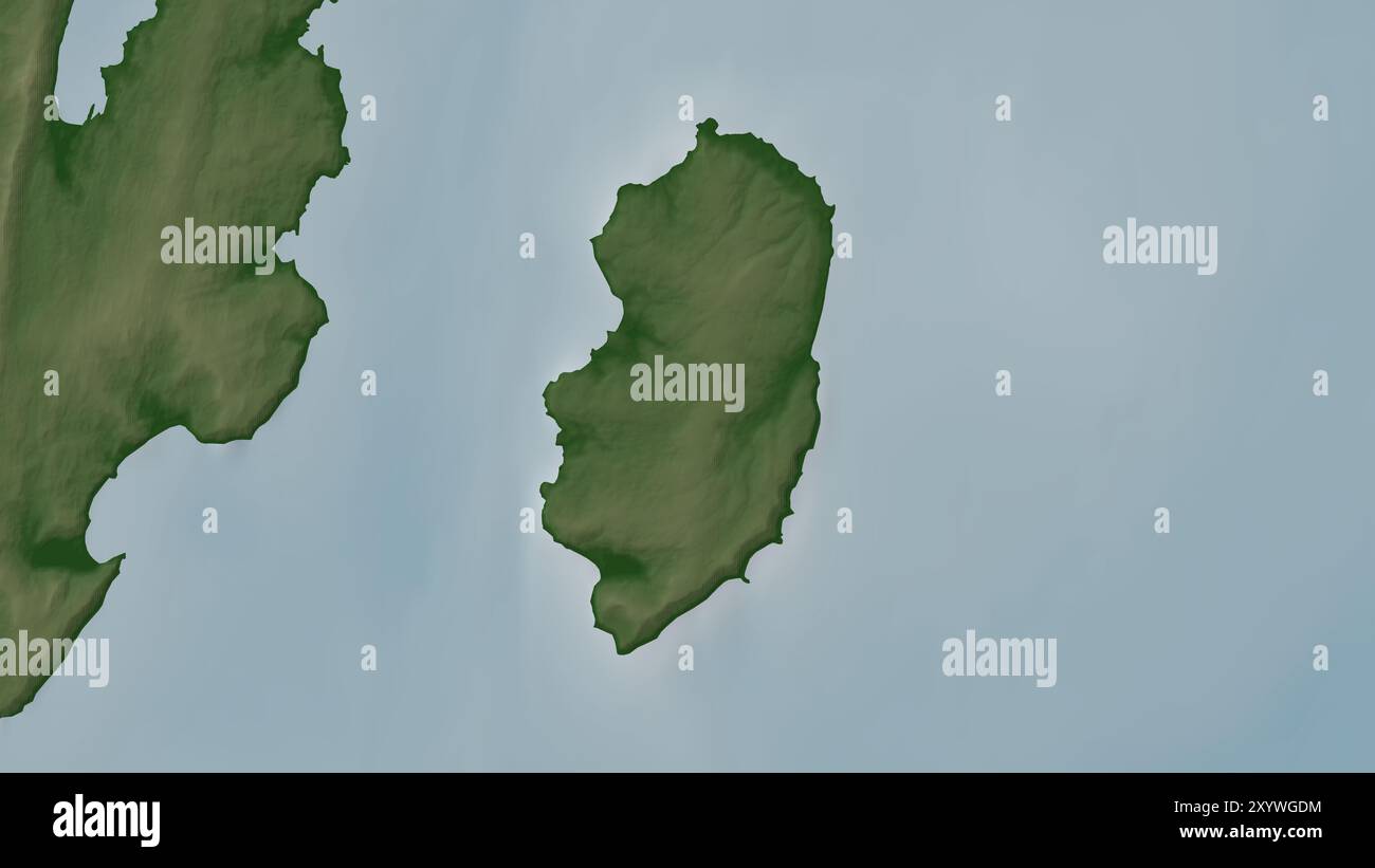 Marmot Island in the Gulf of Alaska on a colored elevation map Stock ...