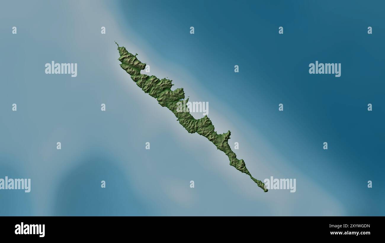 Medny Island in the Bering Sea on a colored elevation map Stock Photo ...