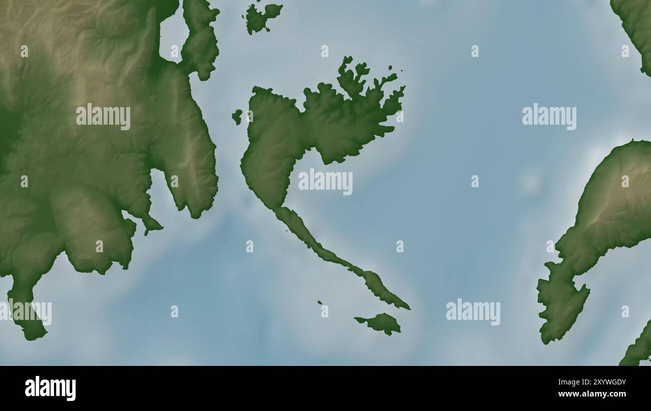 Meganisi Island in the Ionian Sea on a colored elevation map Stock ...