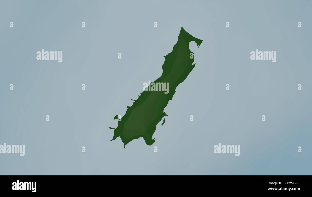 Middleton Island in the Gulf of Alaska on a colored elevation map Stock ...
