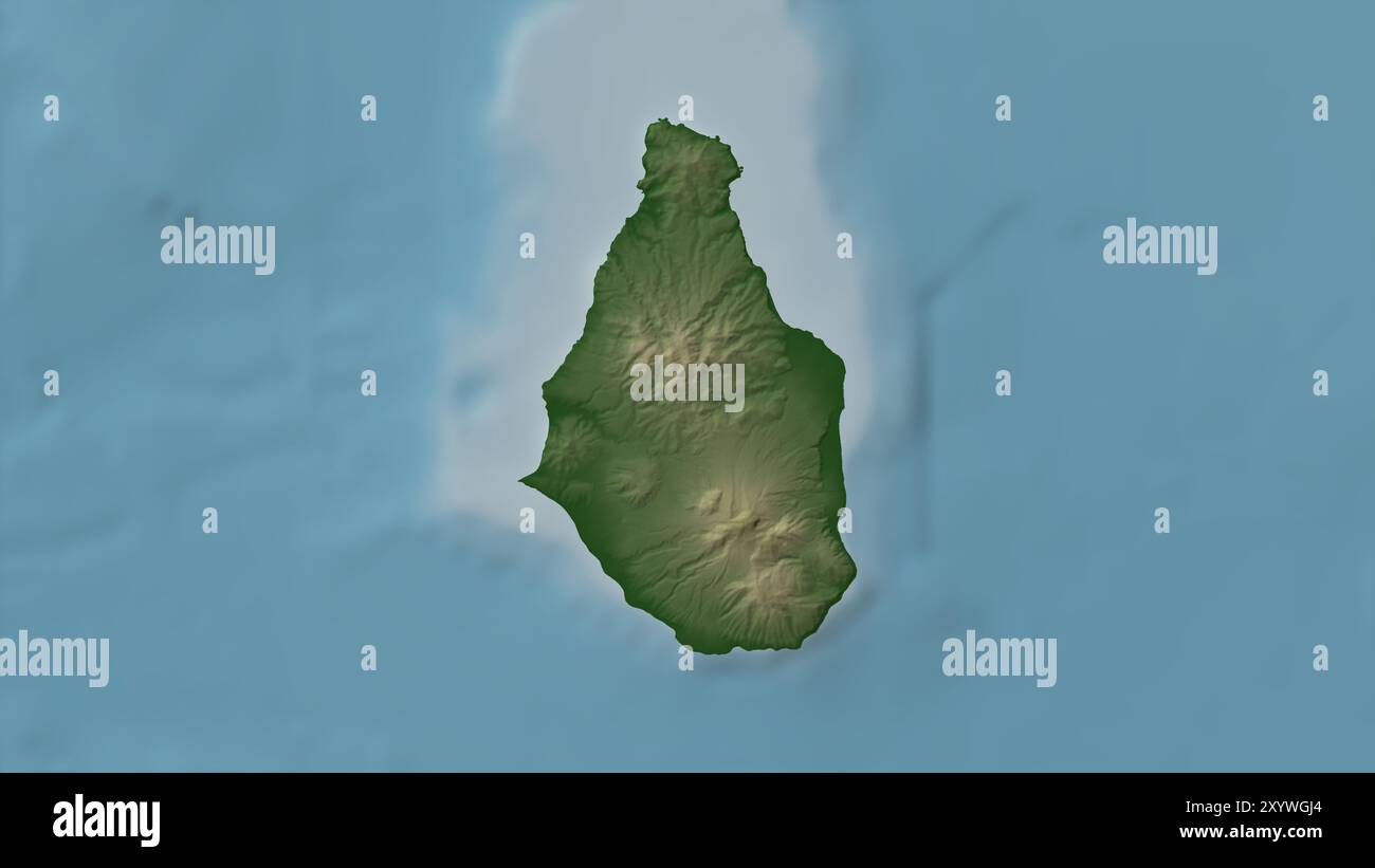 Montserrat Island in the Caribbean Sea on a colored elevation map Stock ...