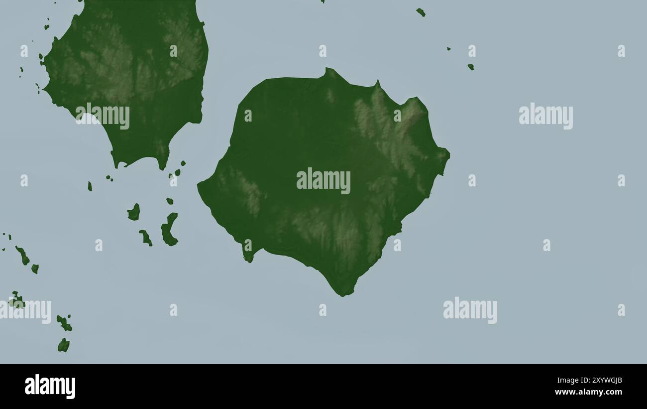Moa Island in the Coral Sea on a colored elevation map Stock Photo - Alamy
