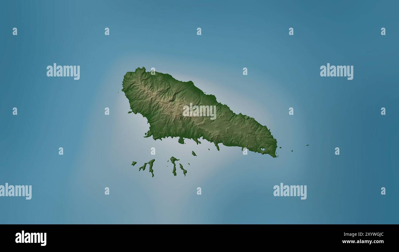 Moheli Island in the Mozambique Channel on a colored elevation map ...