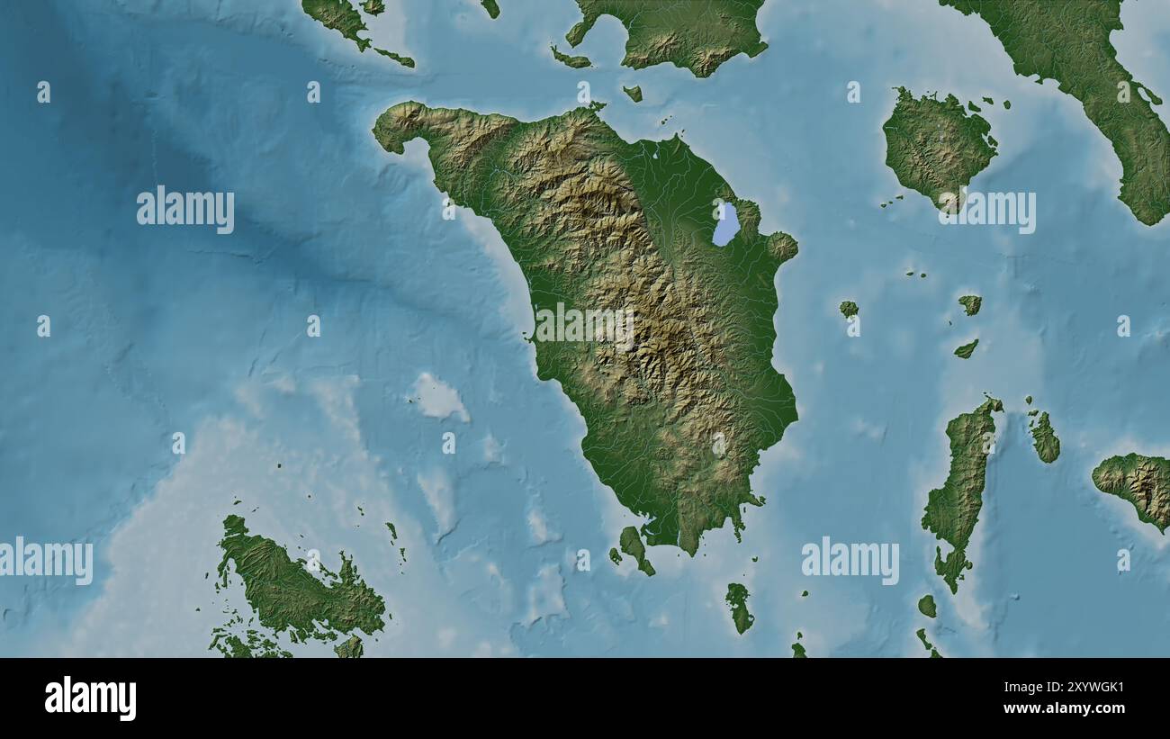 Mindoro Island in the Sulu Sea on a colored elevation map Stock Photo ...