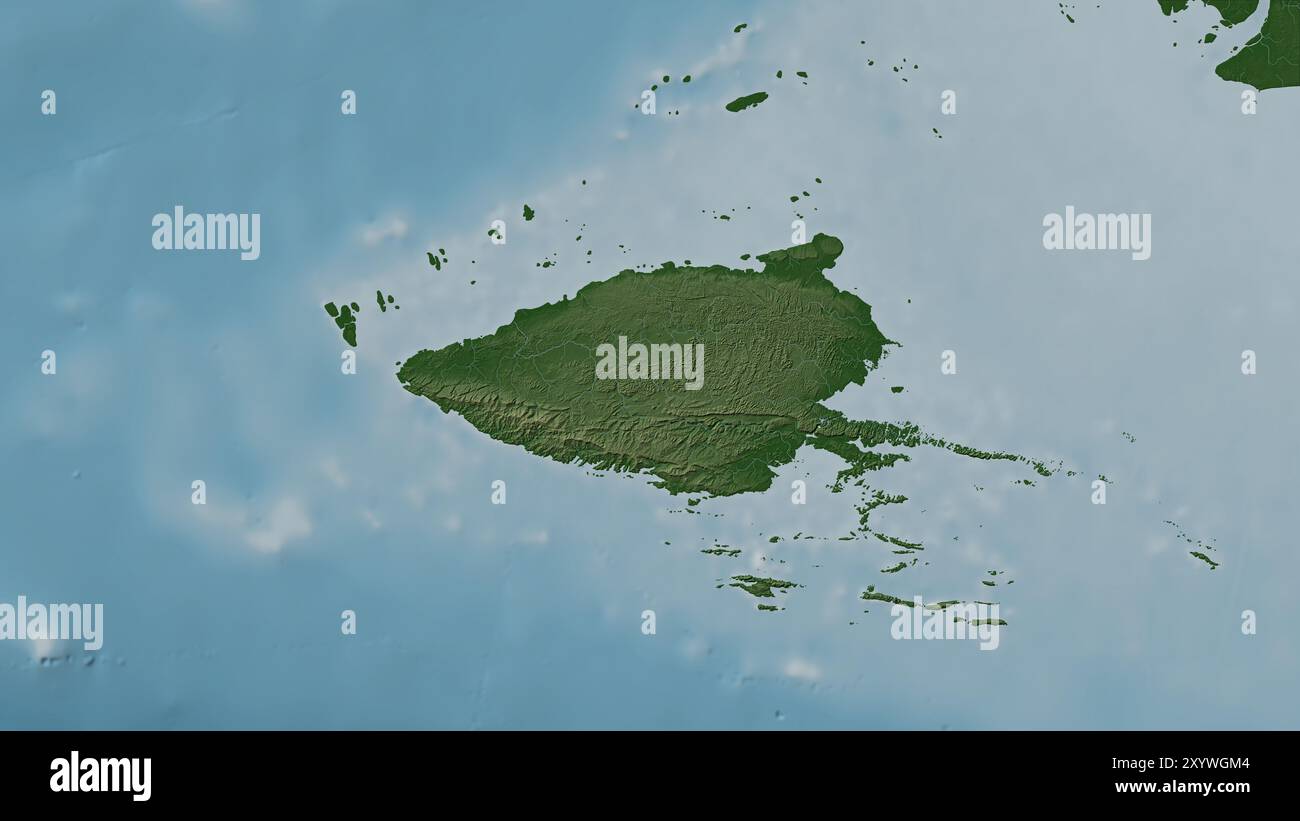 Pulau Misool in the Ceram Sea on a colored elevation map Stock Photo ...