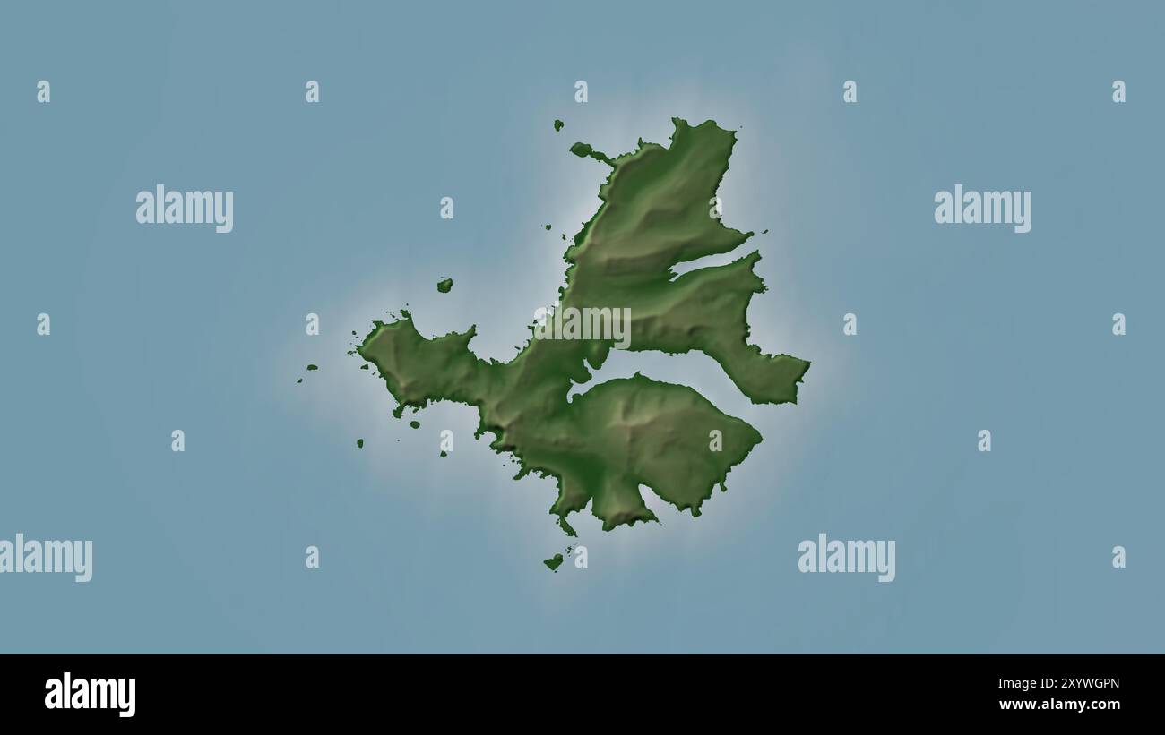 Motu Ihupuku Island in the South Pacific Ocean on a colored elevation ...