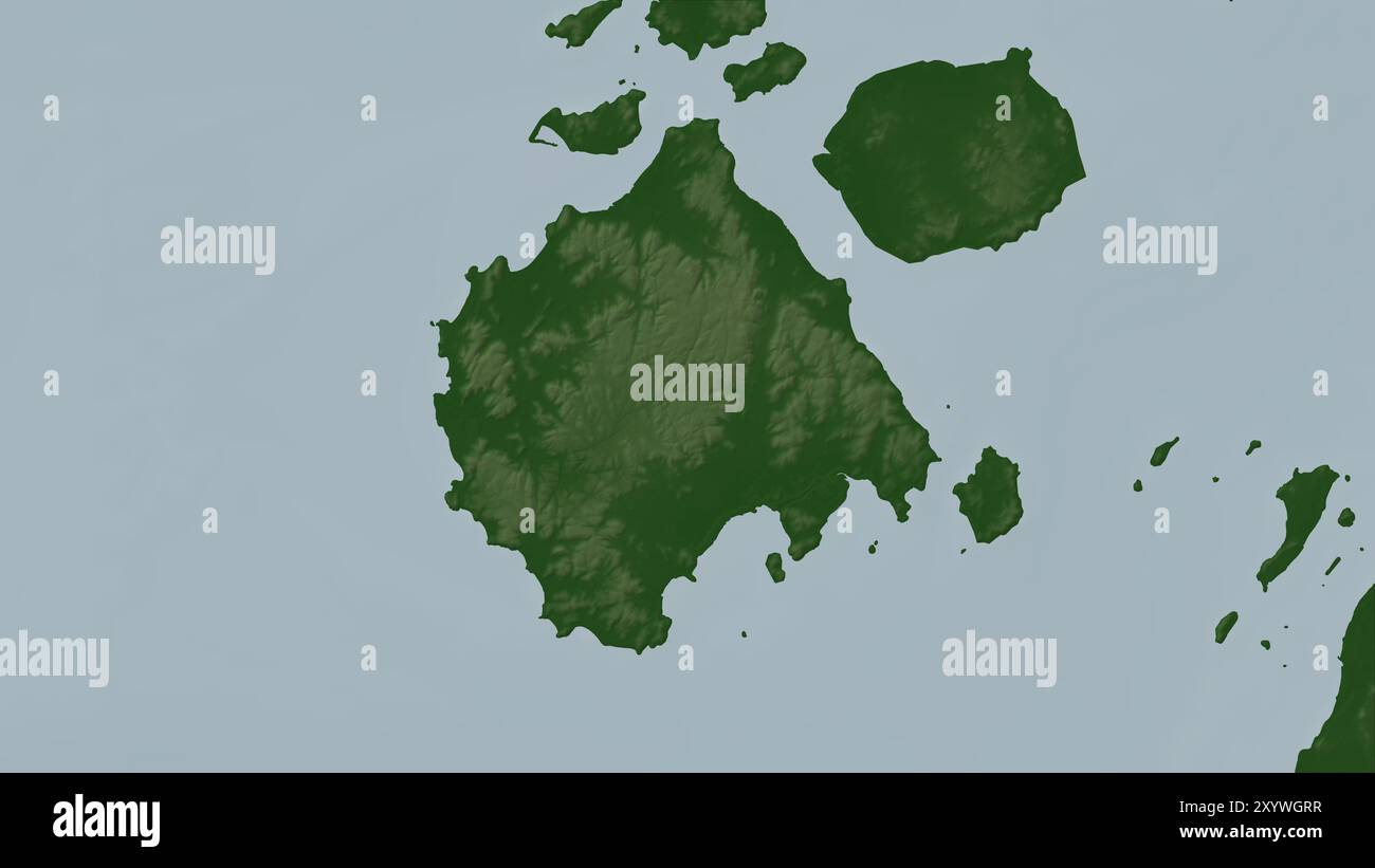 Muralug Island in the Coral Sea on a colored elevation map Stock Photo ...
