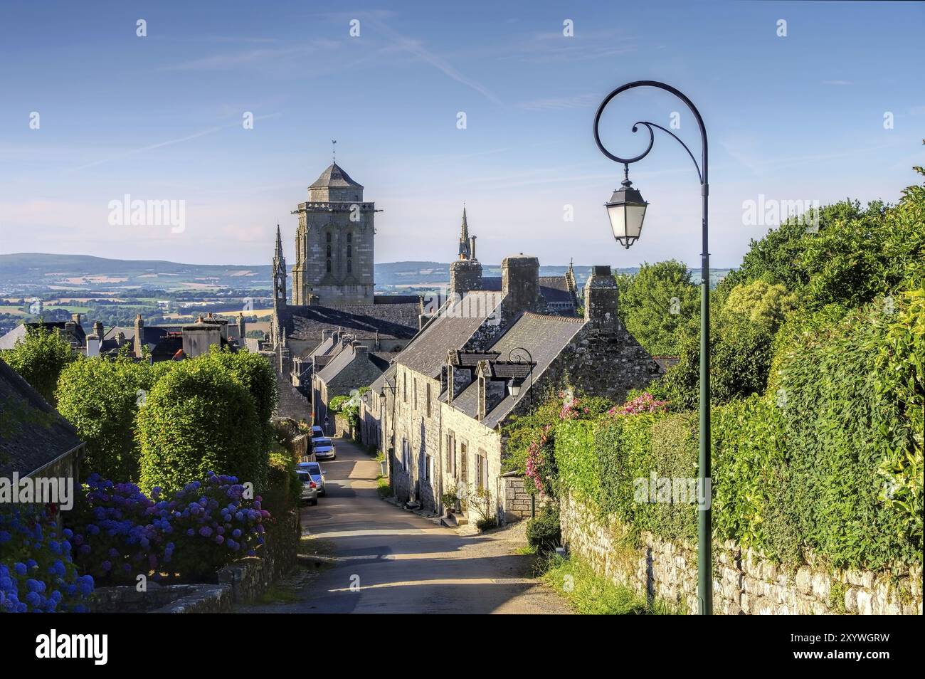 The medieval village of Locronan in Brittany, France, medieval village ...