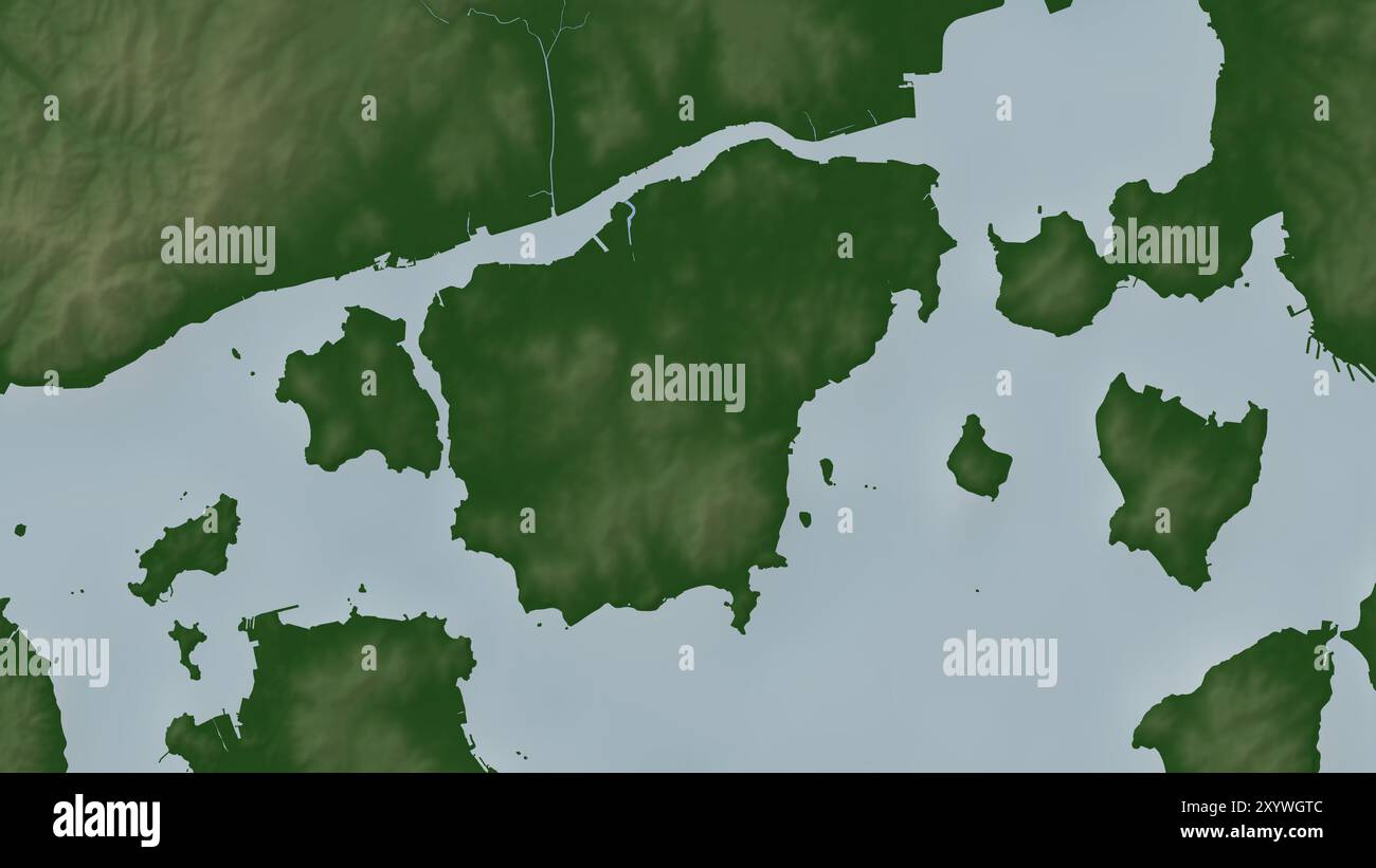 Mukaishima Island in the Seto Naikai or Inland Sea on a colored ...