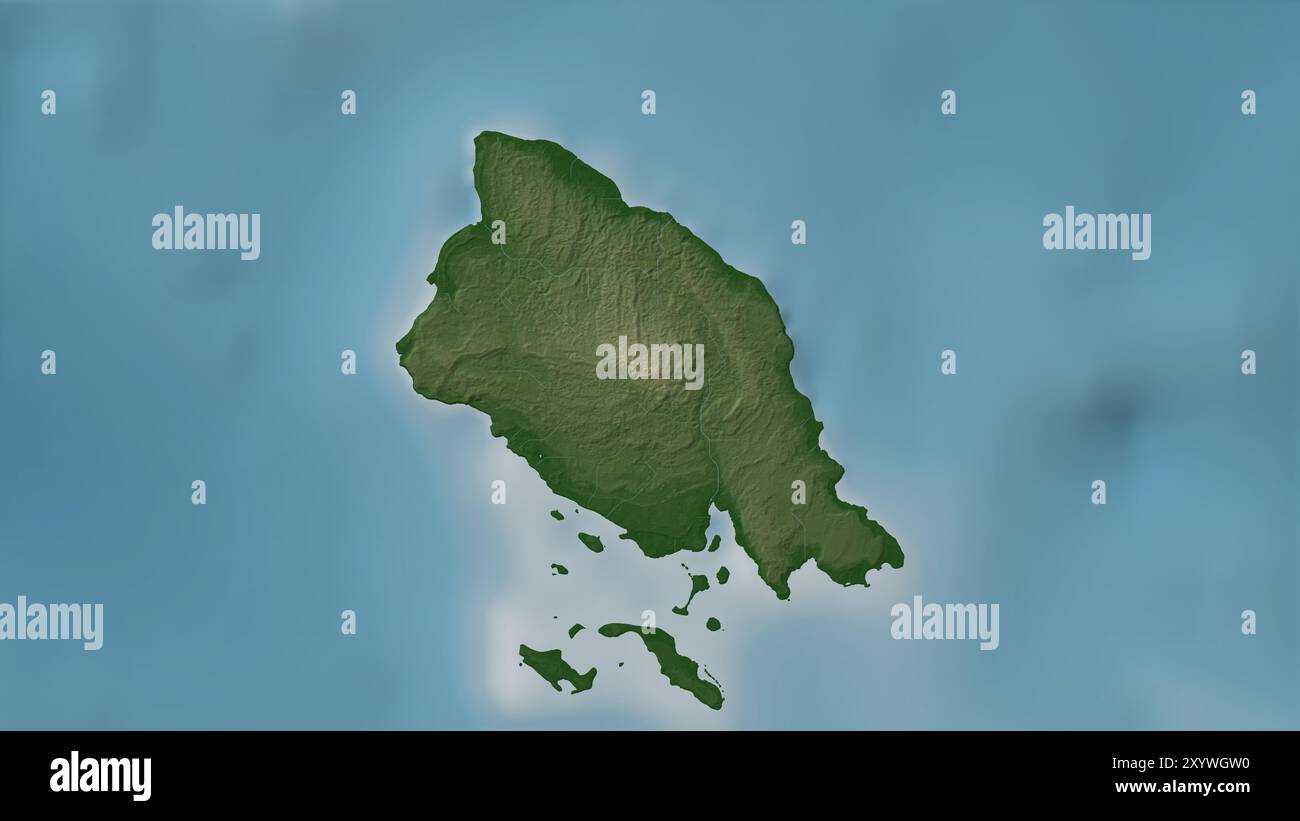 Mussau Island in the South Pacific Ocean on a colored elevation map ...