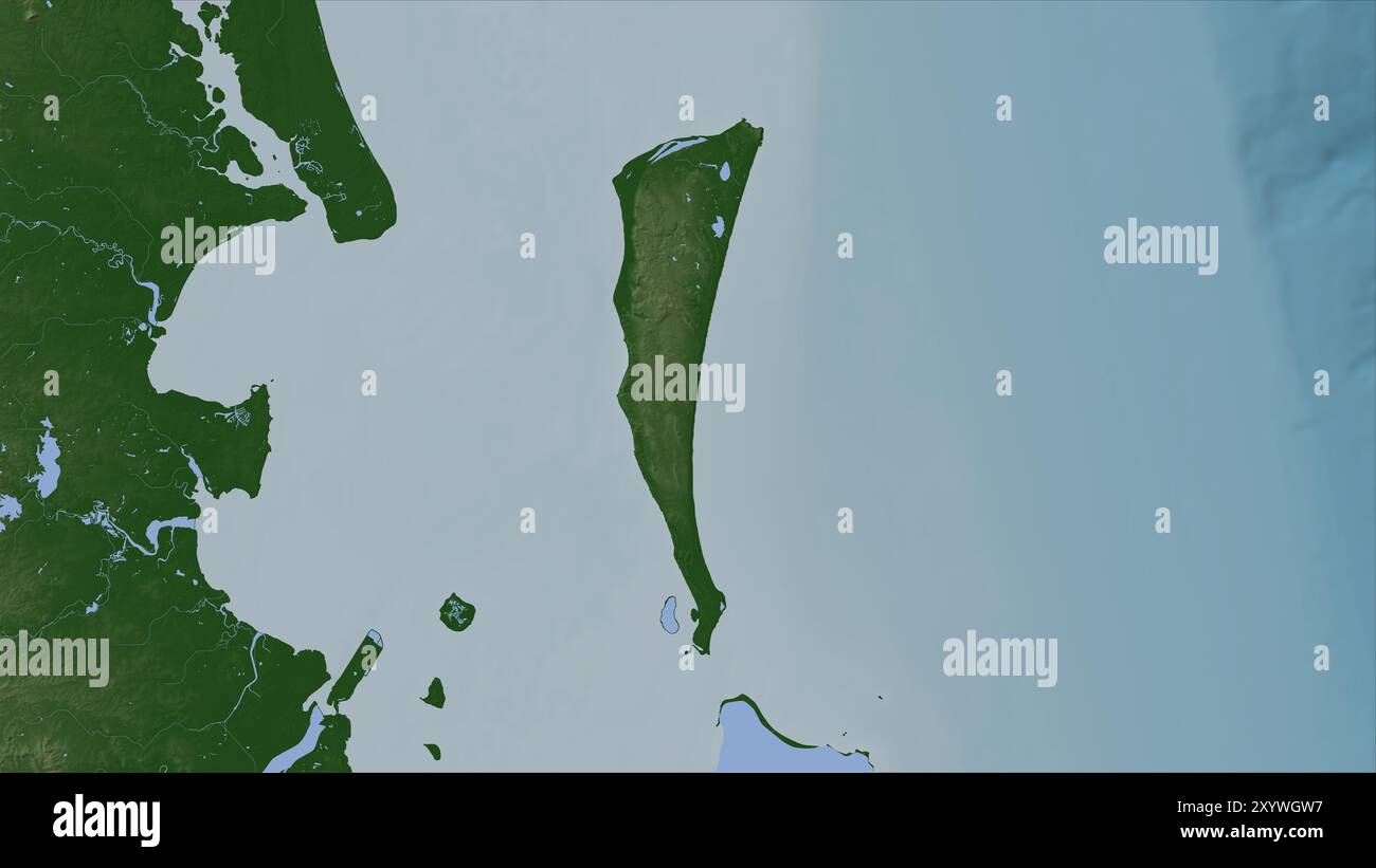 Moreton Island in the Coral Sea on a colored elevation map Stock Photo ...