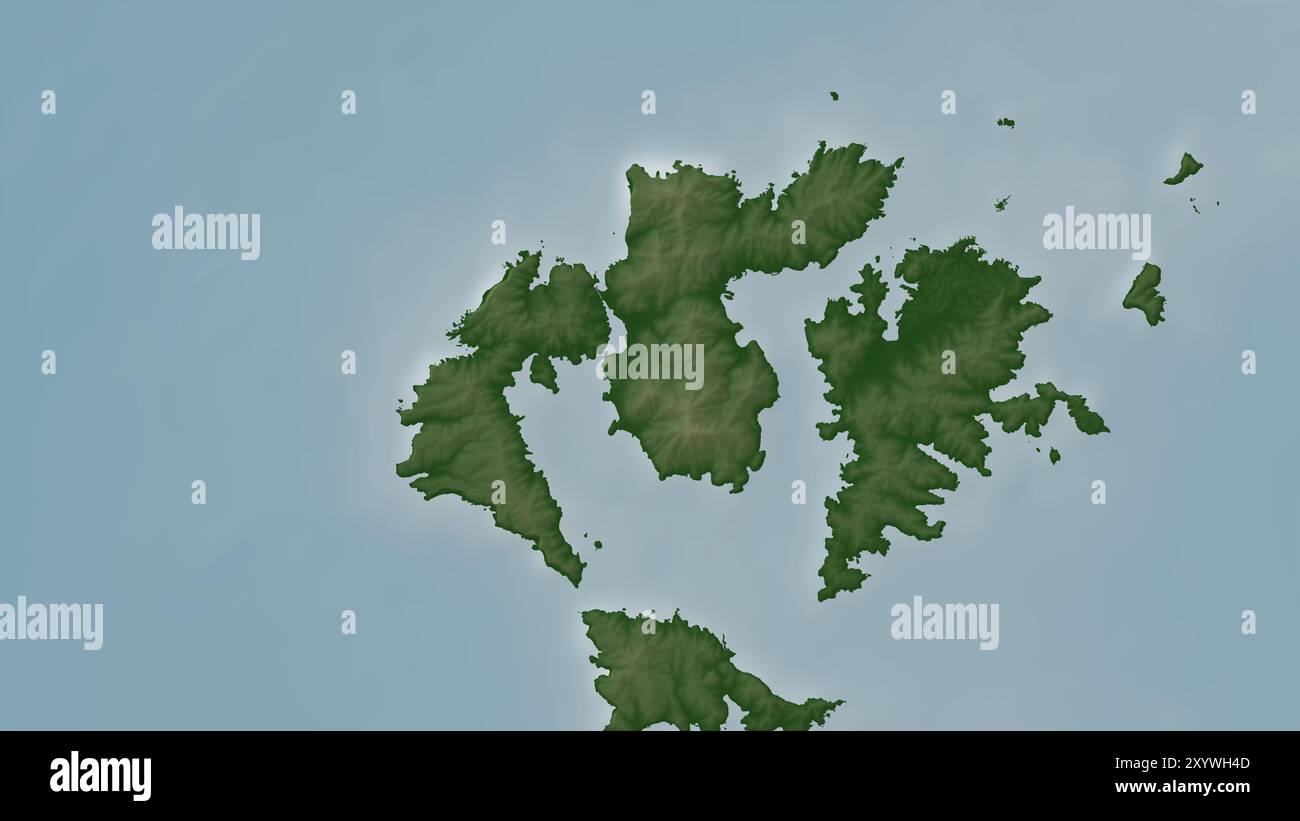 Nishinoshima Island in the Japan Sea on a colored elevation map Stock ...