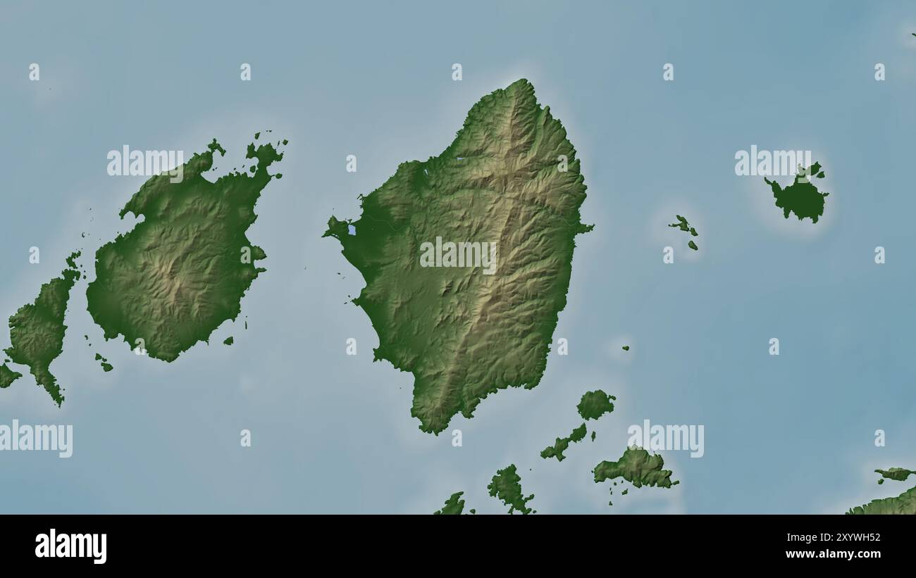 Naxos Island in the Aegean Sea on a colored elevation map Stock Photo ...