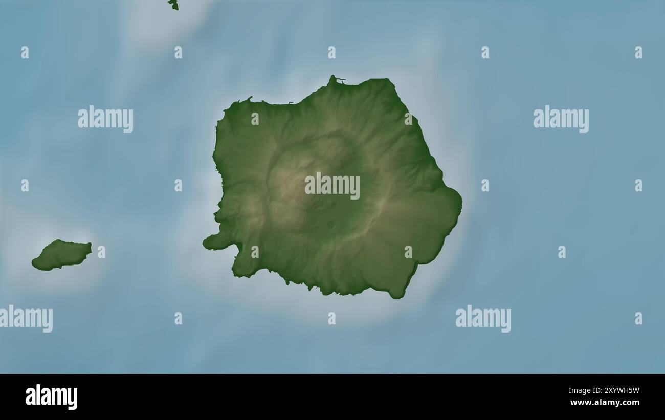 Nisyros Island in the Aegean Sea on a colored elevation map Stock Photo ...