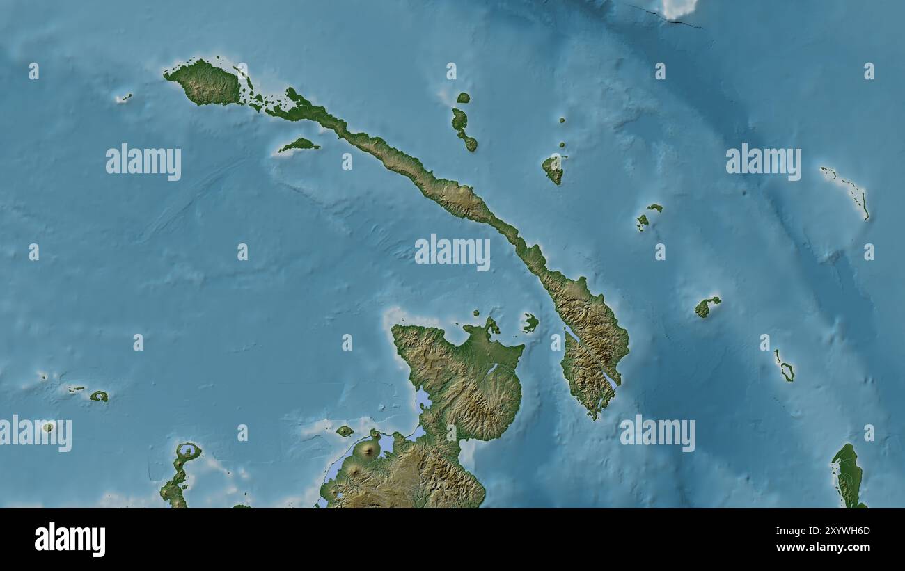 New Ireland Island in the Solomon Sea on a colored elevation map Stock ...