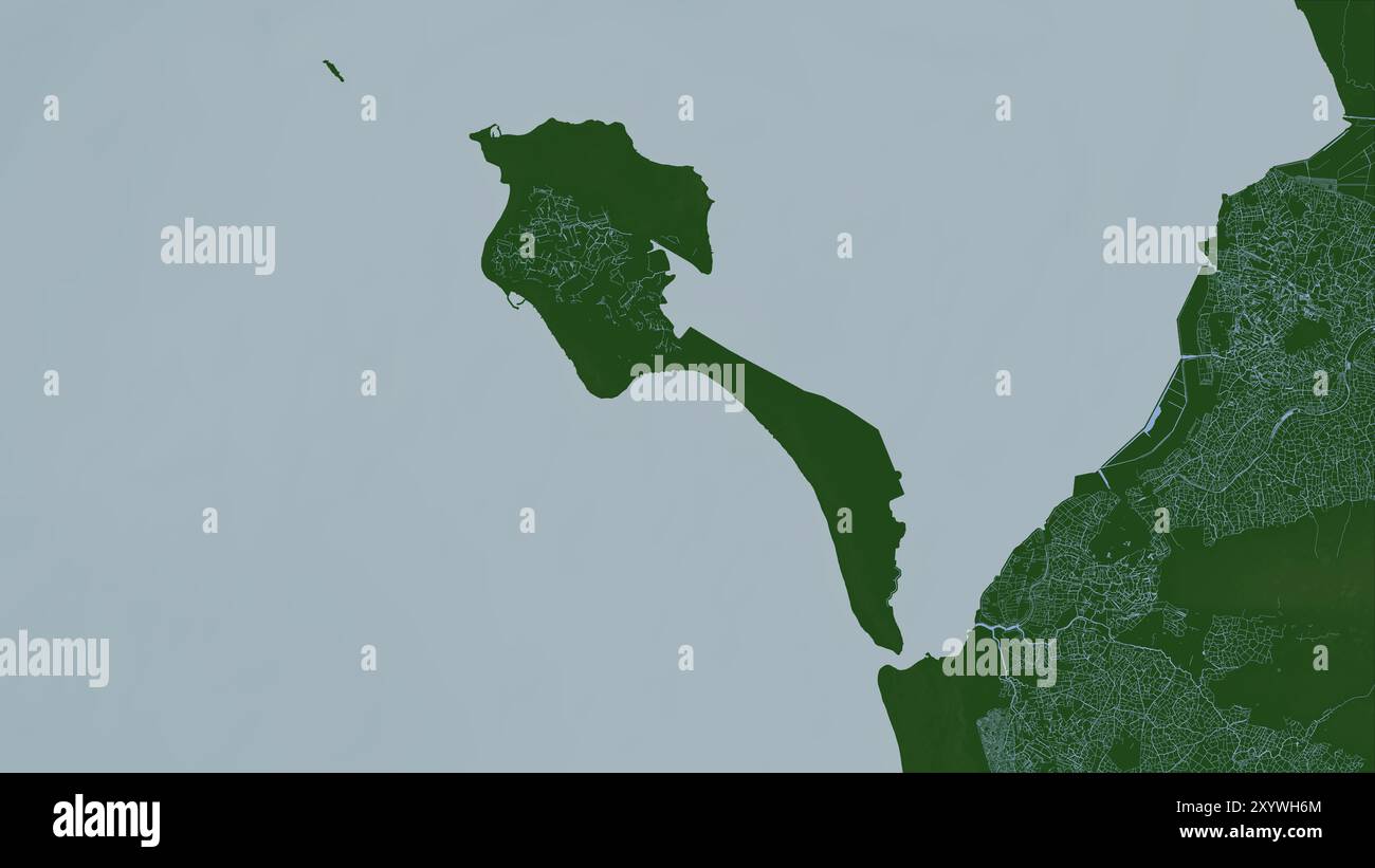 Ile de Noirmoutier in the Bay of Biscay on a colored elevation map ...