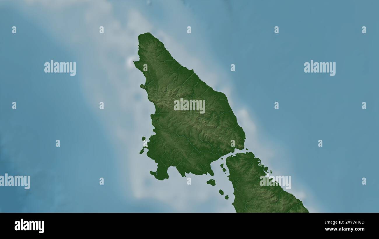 Pulau North Pagai in the Indian Ocean on a colored elevation map Stock ...